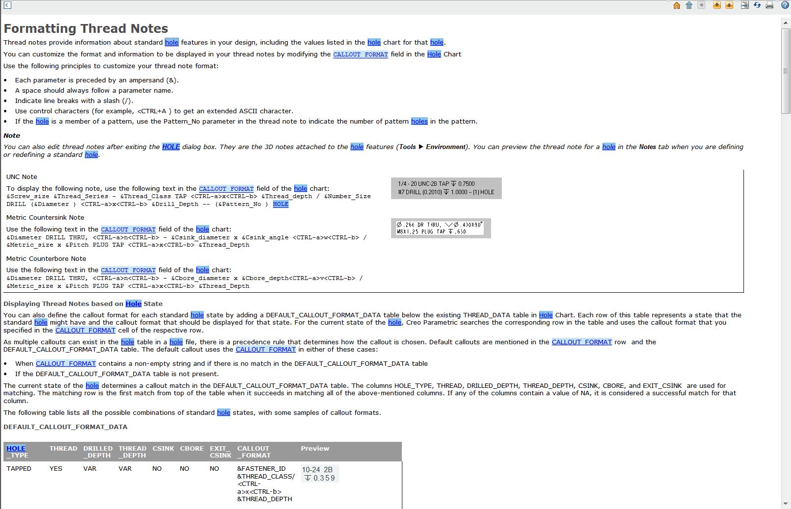 Solved: hole call out help - PTC Community