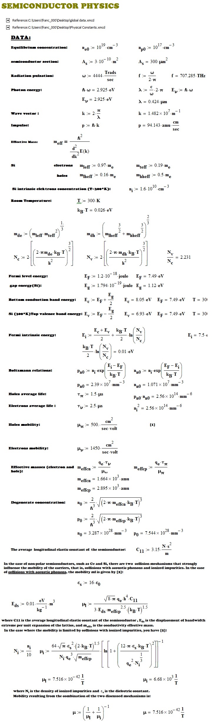 Semiconductor Physics (Formulas collection) First ... - PTC Community