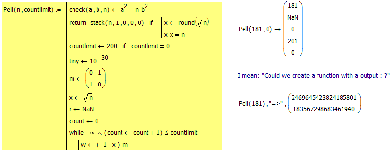 Solved: How to correct the Pell(n) function ? (for n = 181... - PTC ...