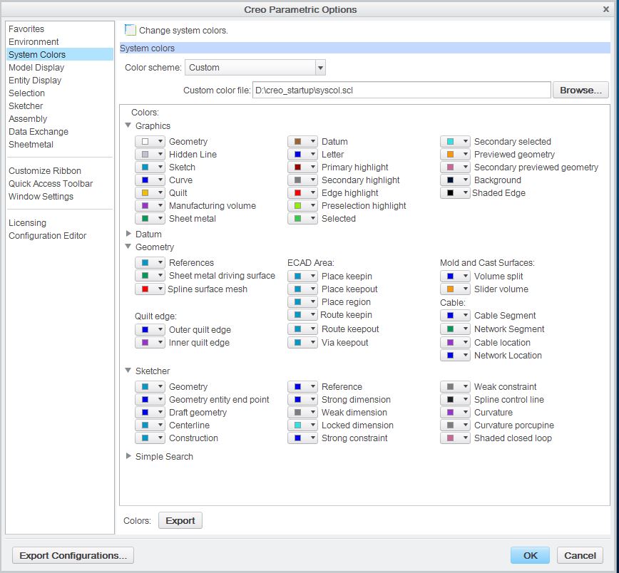 How can I set the surface and solid color in Creo2... - PTC Community