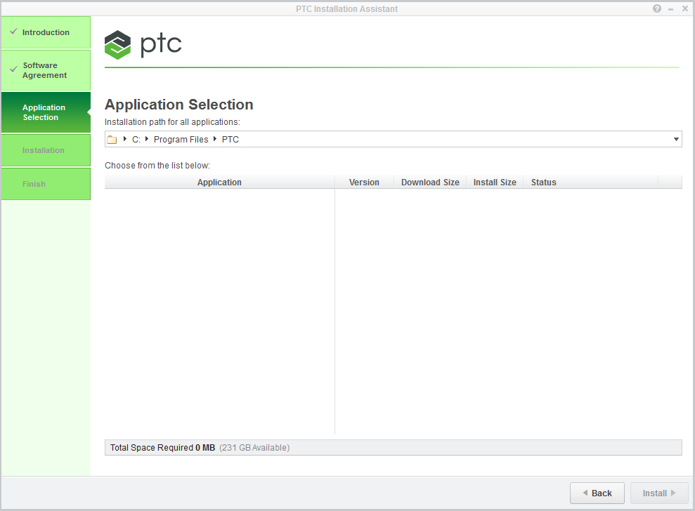 PTC Installation assistant is blank when selecting... - PTC Community