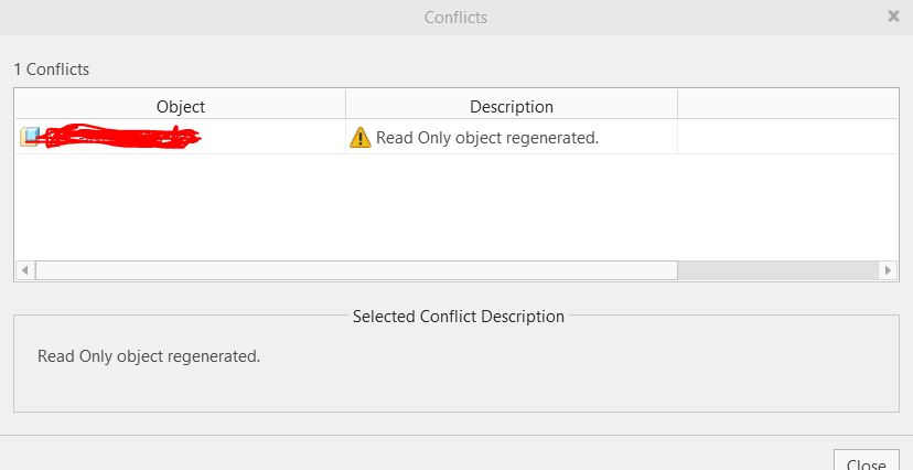 Solved Confilicts On Read Only Object Ptc Community 
