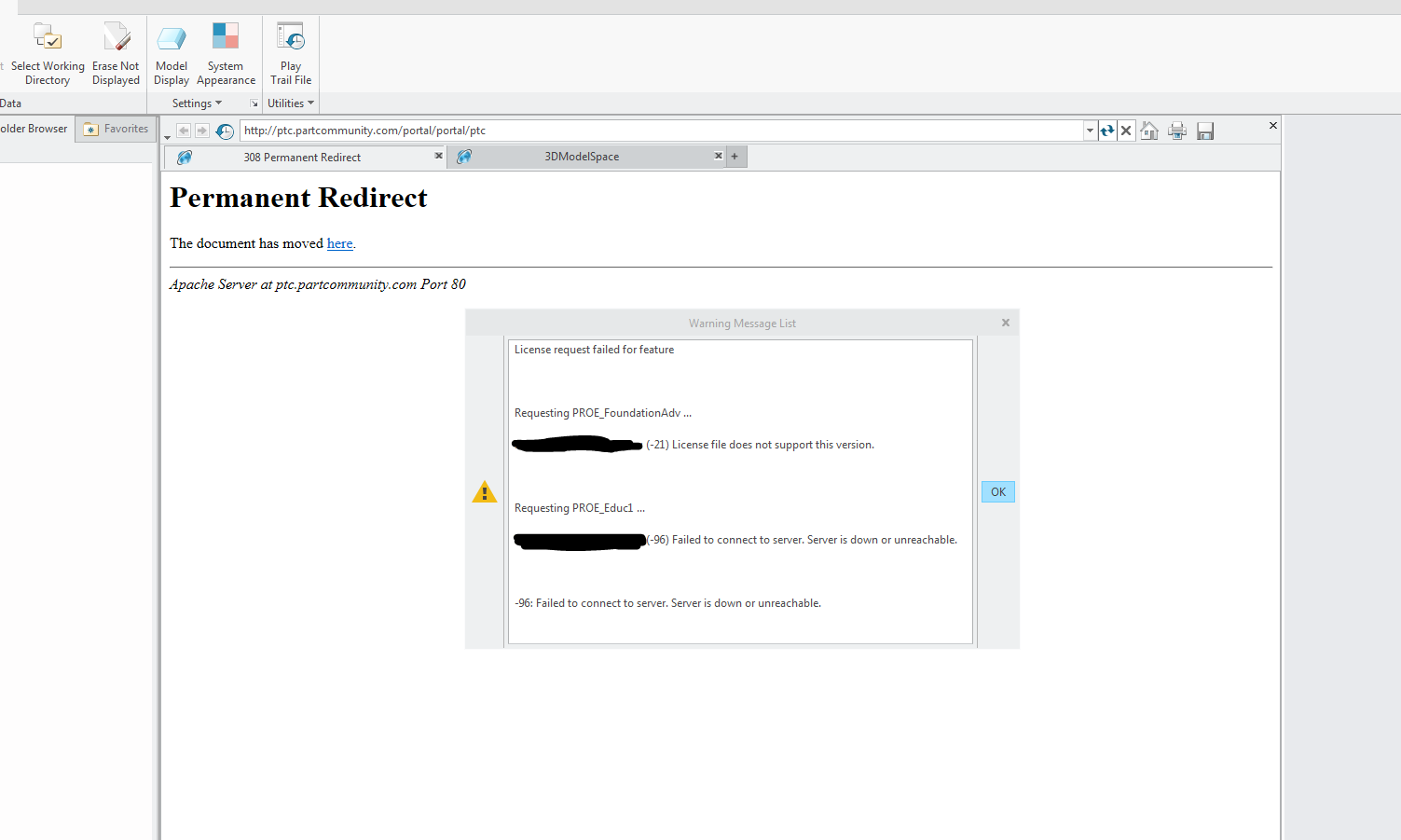 Solved: Creo 4 Failed to connect to server - PTC Community
