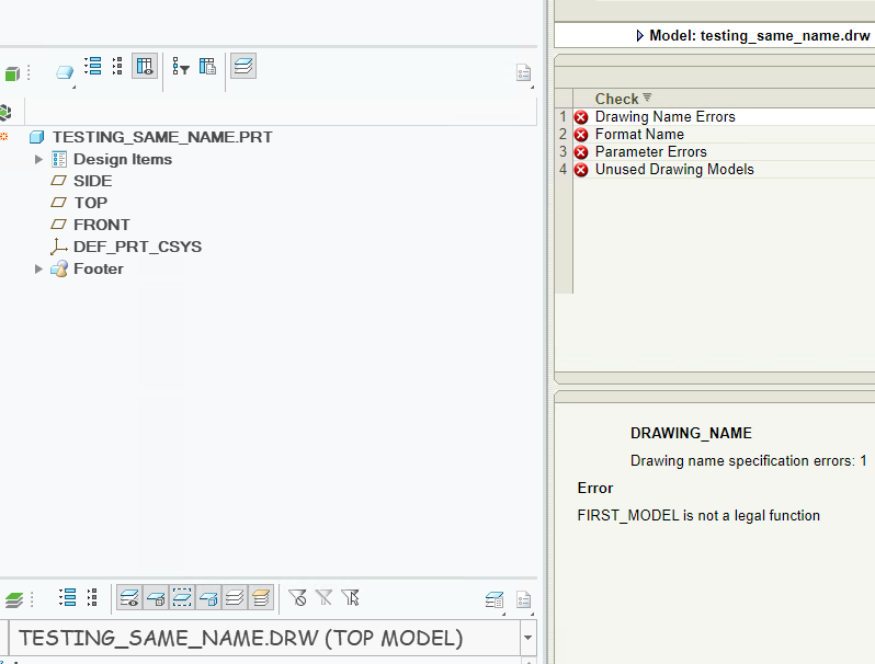 Creo 9 Modelcheck Drawingname And Firstmodel Ptc Community