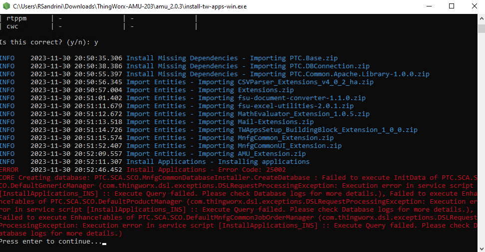 Solved Amu Package Error 25002 Ptc Community