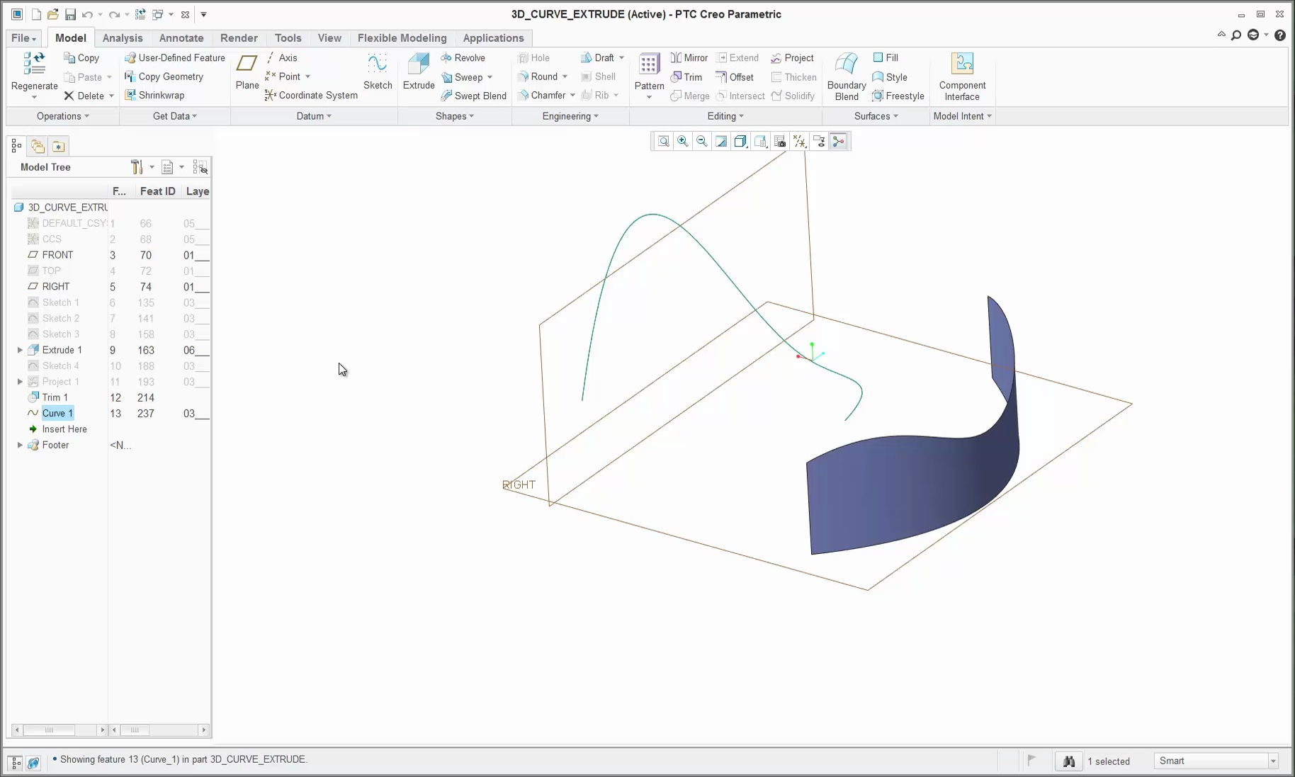 Extrude a 3D curve or a surface edge with Creo Par... - PTC Community