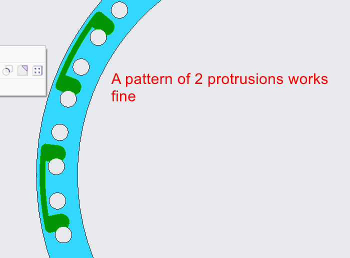 Solved Protrusion Circular Pattern Fails To Fill 360 Degr Ptc Community