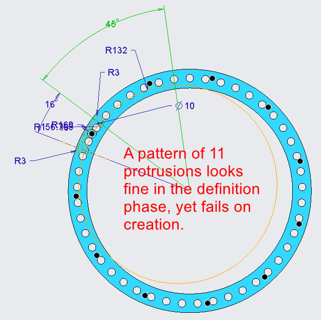 Solved Protrusion Circular Pattern Fails To Fill 360 Degr Ptc