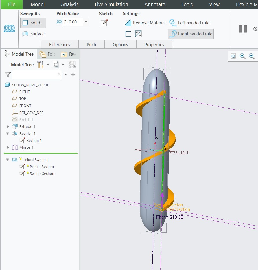 Solved: Tapering off a helical sweep? - PTC Community