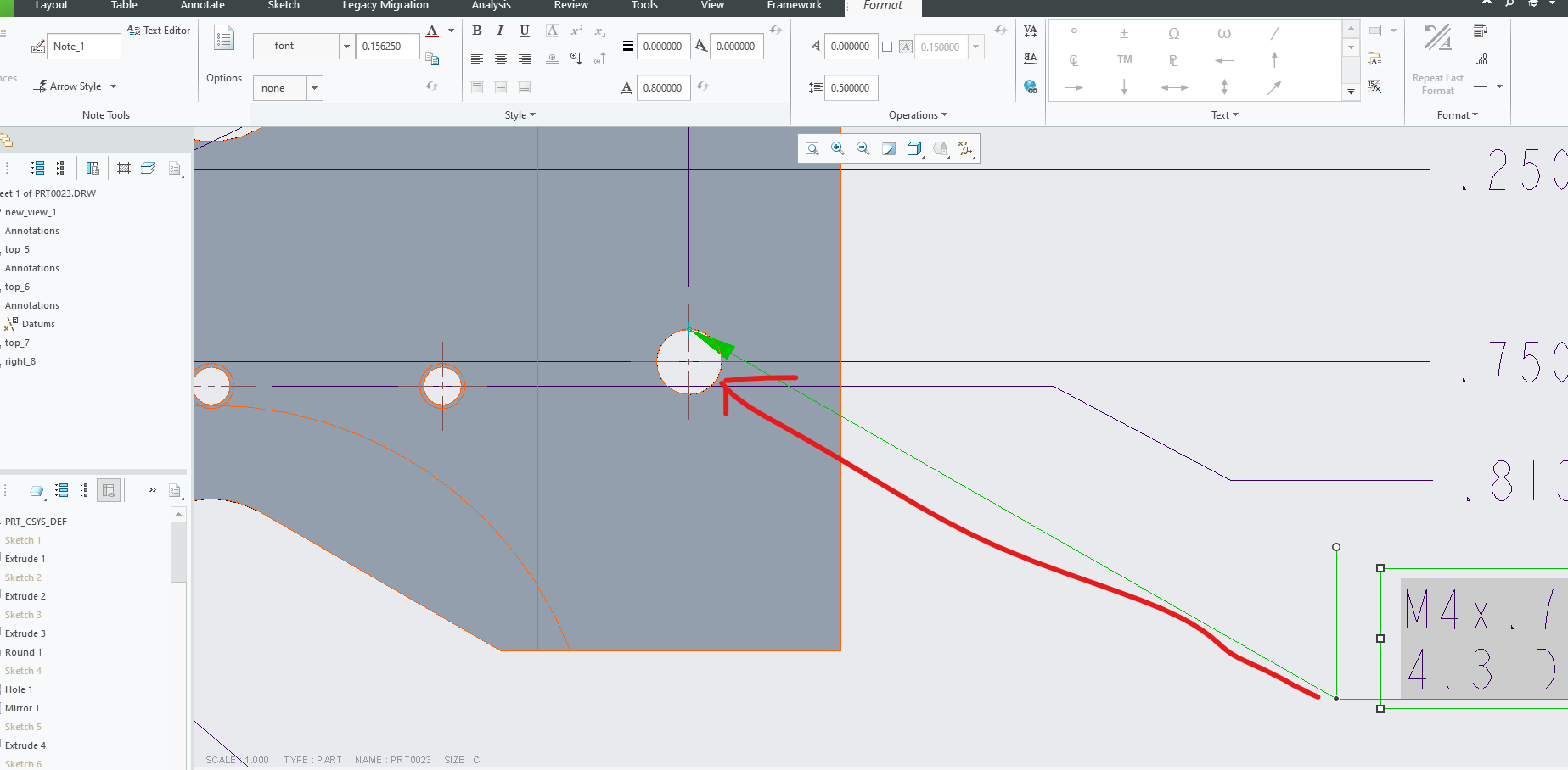 Moving Callout Arrowhead to Hole Center - PTC Community
