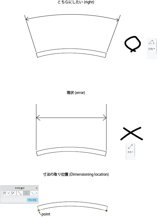 I want to make the dimension lines curved instead ... - PTC Community