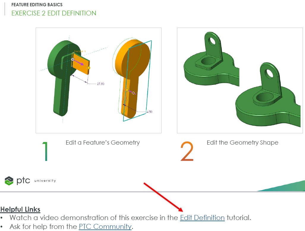 on exercise 2 edit definition in creo fundamentals... - PTC Community