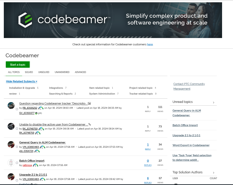 New Codebeamer Community Has Launched! - PTC Community