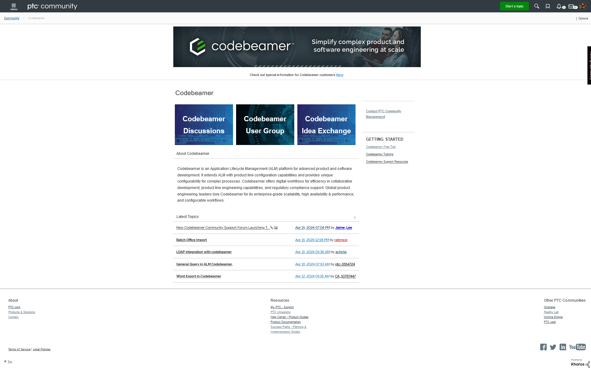 New Codebeamer Community Has Launched! - PTC Community