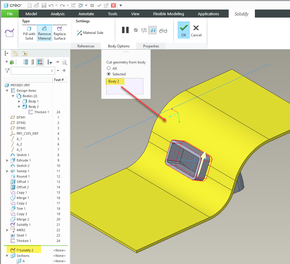 CREO 10 SWEPT BLEND ON A CURVED SURFACE - PTC Community