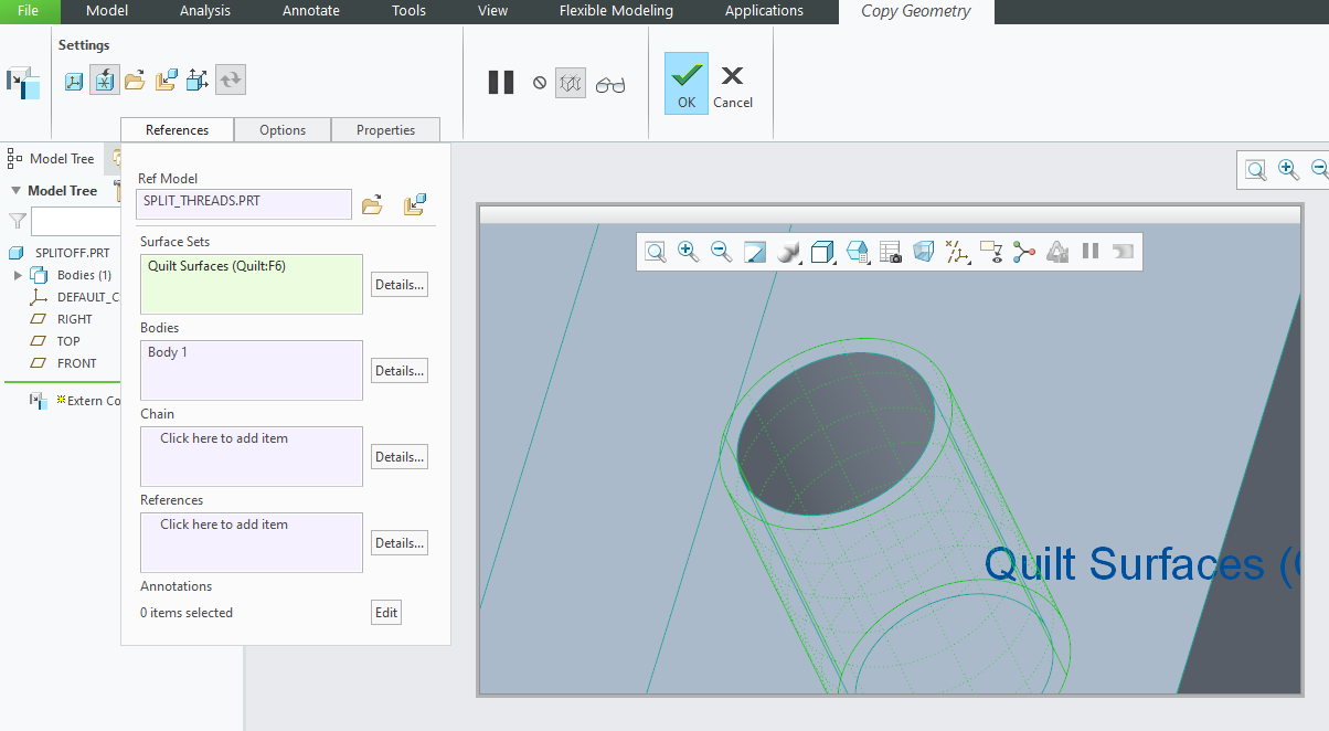 Split body - how to keep surfaces in new created p... - PTC Community