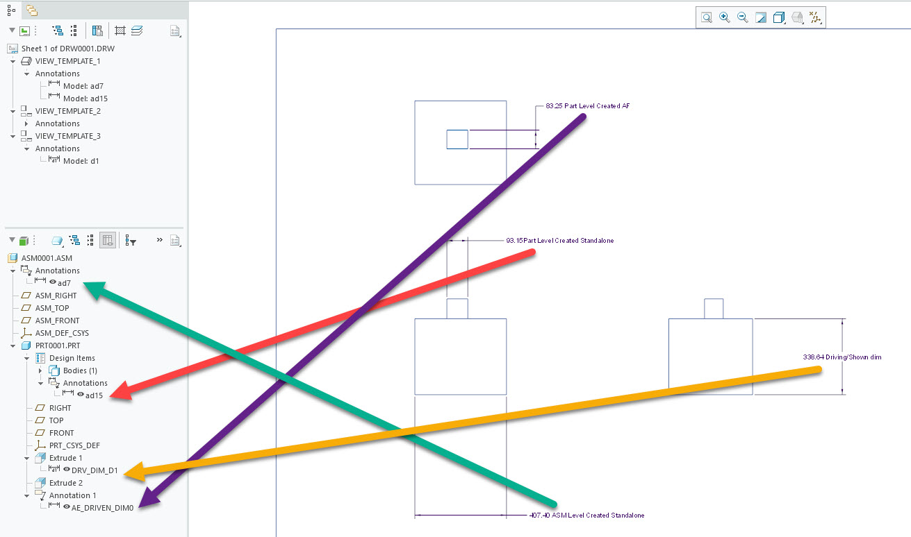 Solved: Showing Driven Part Dimensions in Drawing - PTC Community