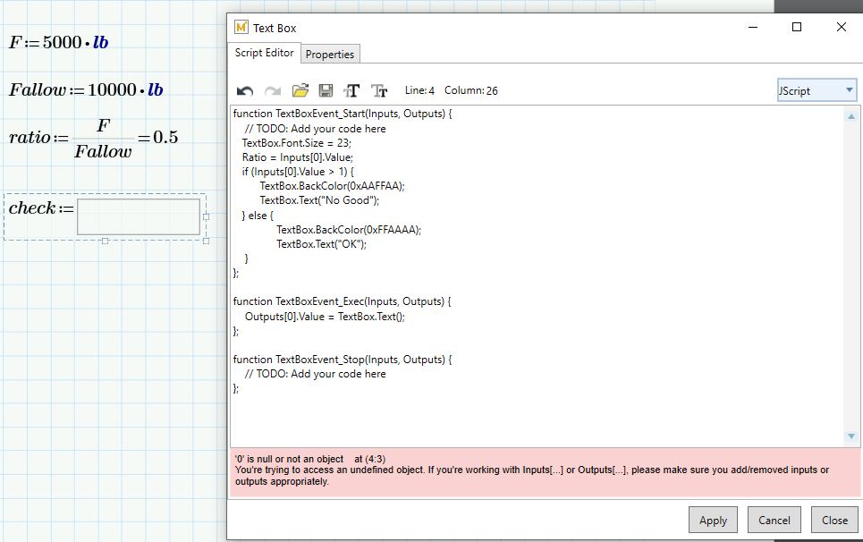 Solved: Mathcad Prime 10 - Textbox Script - PTC Community