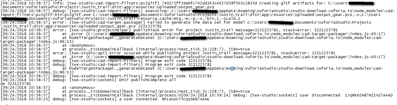Publish Error with Model Target - PTC Community