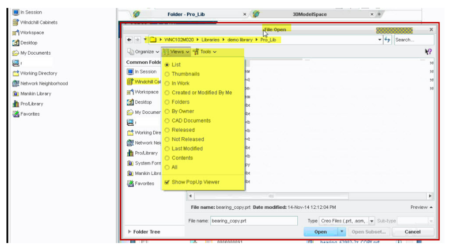 Pro/Library connected to Windchill - Standard view... - PTC Community