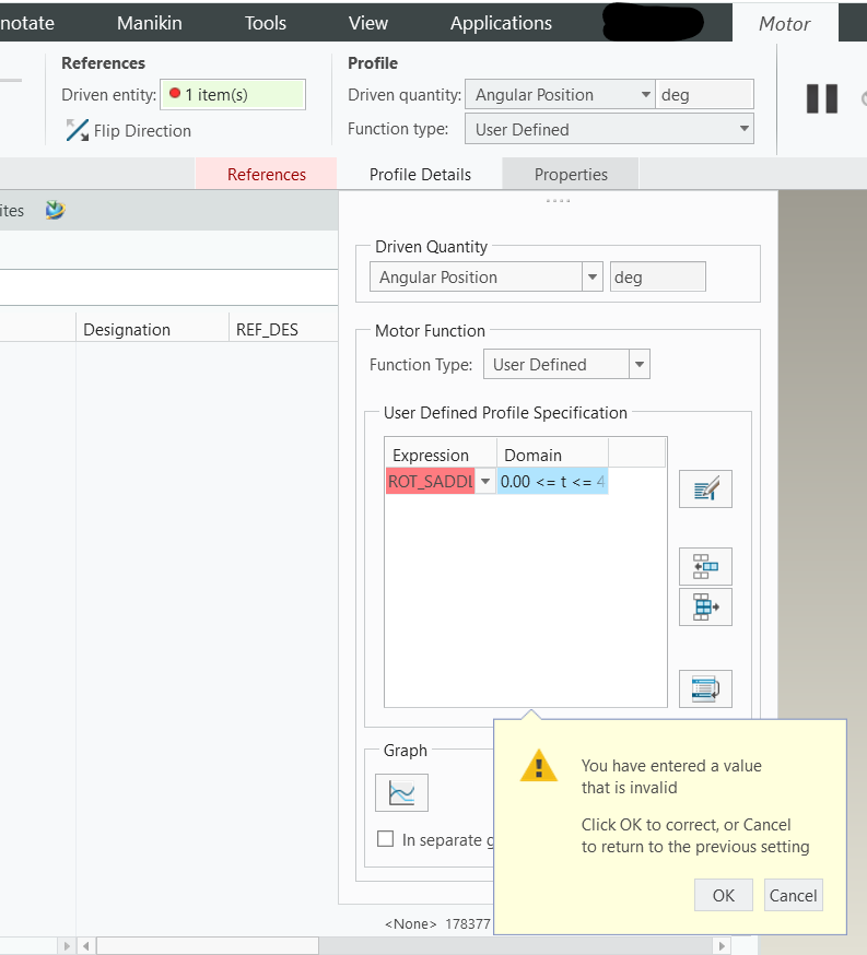 Solved: Creo Kinematics, "Entered Value is Invalid" issue ... - PTC Community