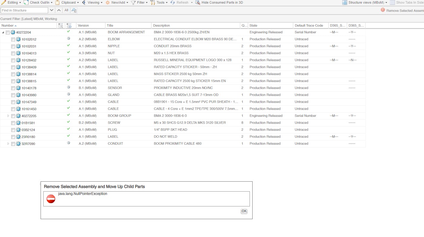 Java Nullpointerexception When Removing Selected A Ptc Community 2740