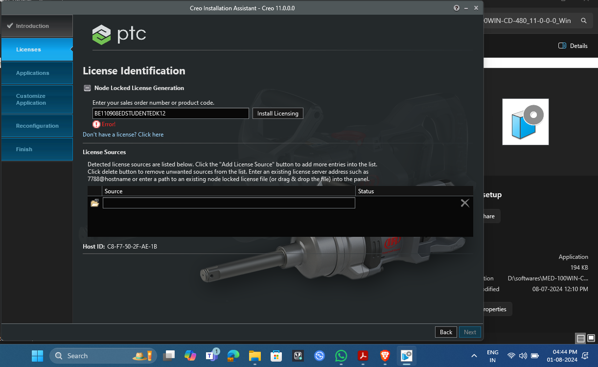 Solved: Licensing error with my CREO education version - PTC Community