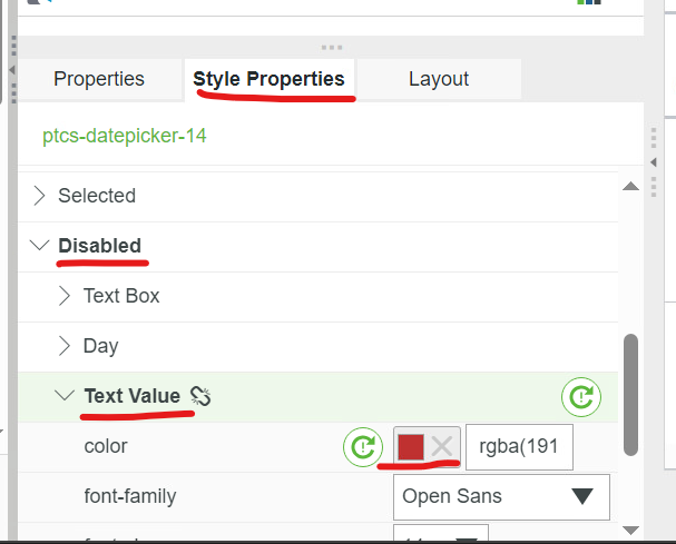 Change the color of text within a datePicker widge... - PTC Community