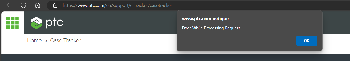 eSupport main page : Error while getting Active Re... - PTC Community
