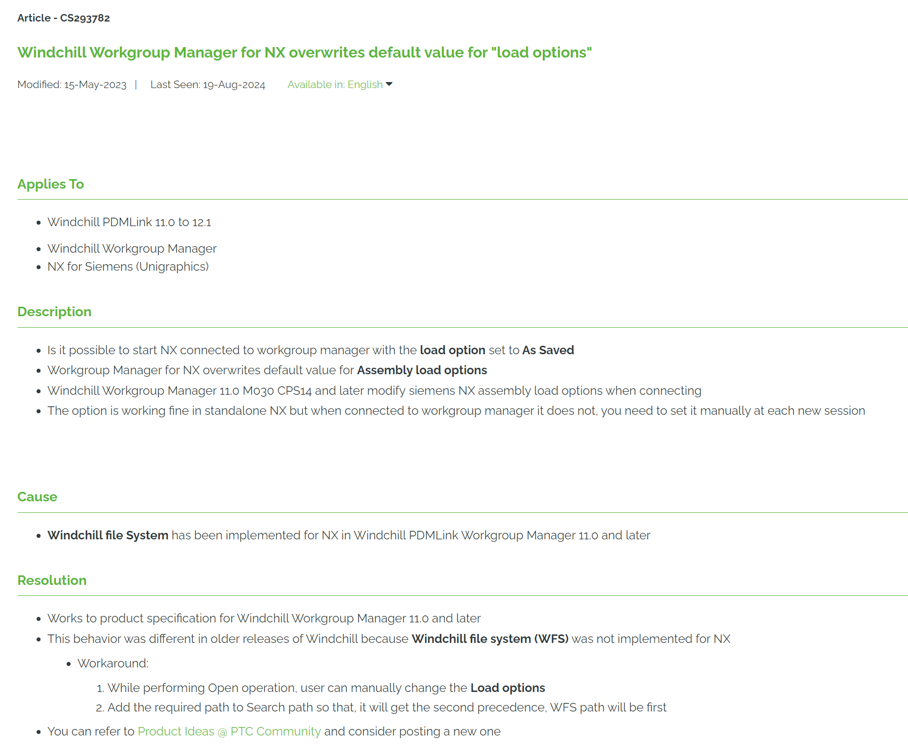 Windchill Workgroup Manager - Siemens NX CAM - PTC Community