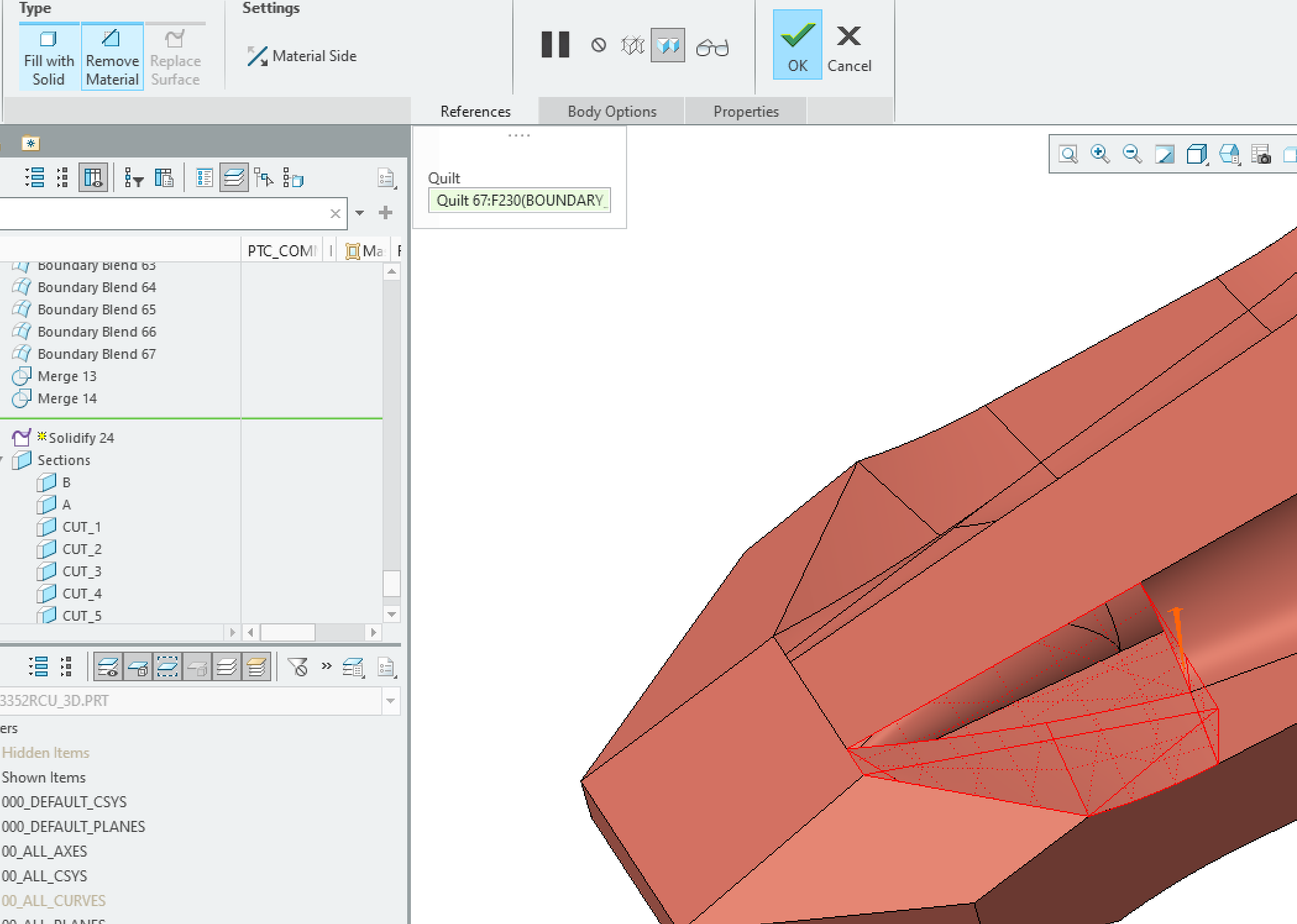 Surface despaired from 3D Creo Model after perform... - PTC Community