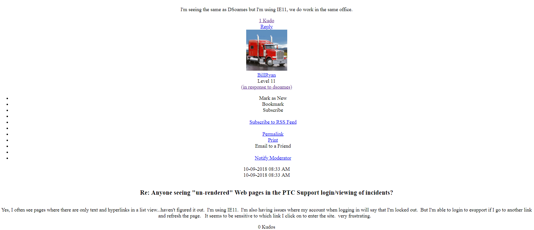 Anyone seeing "un-rendered" Web pages in the PTC S... - PTC Community