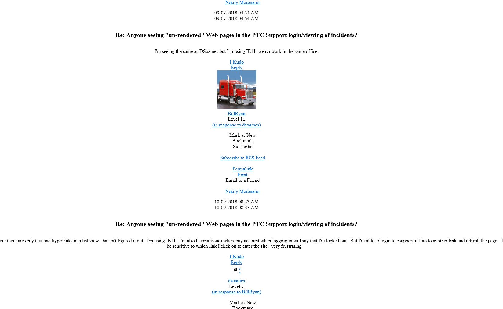 Anyone seeing "un-rendered" Web pages in the PTC S... - PTC Community