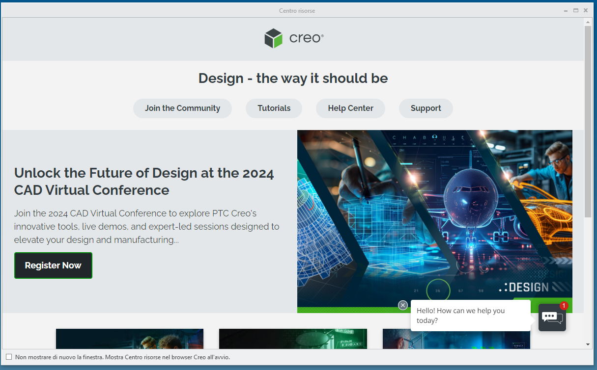 Solved: WELCOME TO CREO (BROWSER WHEN OPEN CREO) - PTC Community