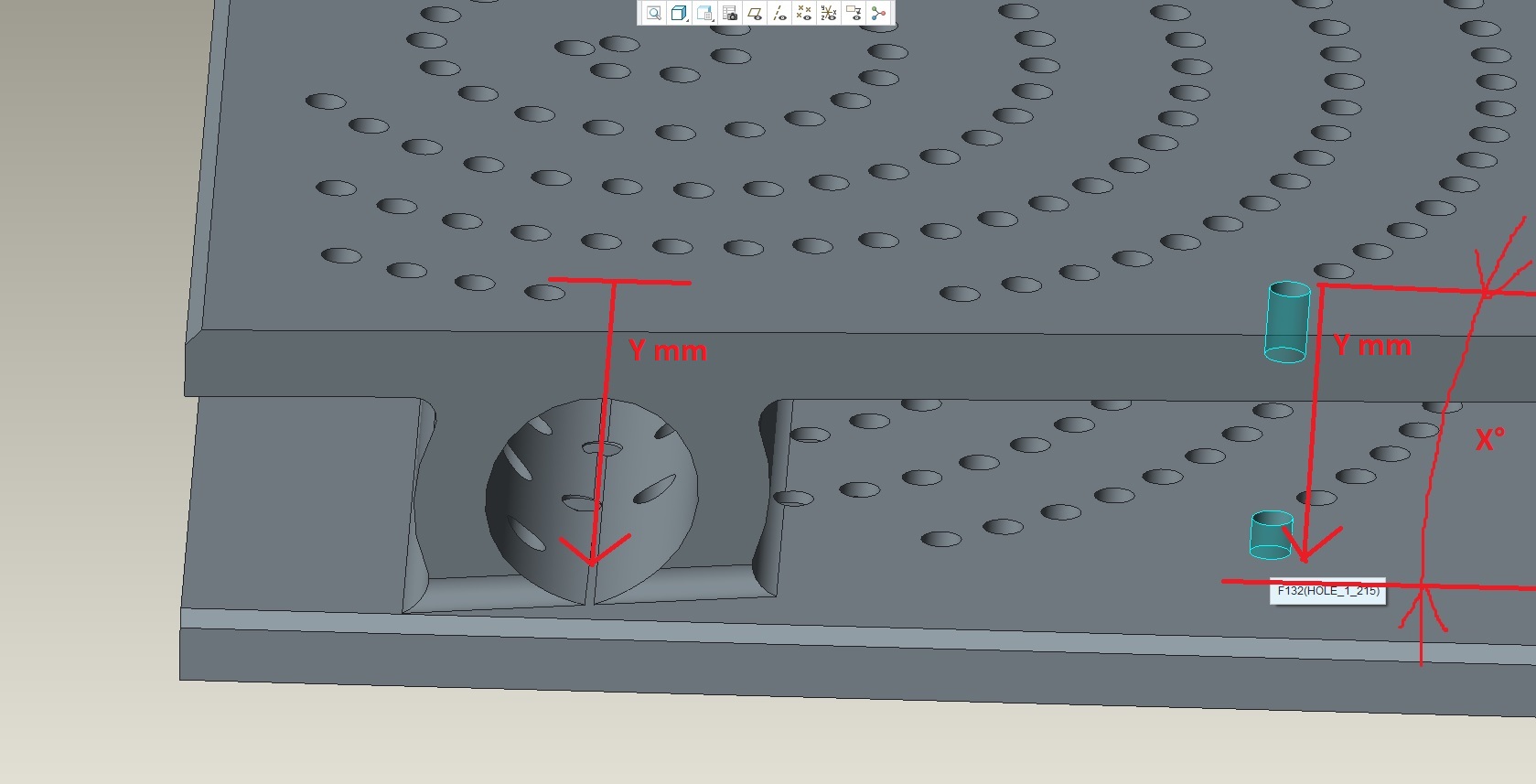 Hole pattern problem with angular surfaces - PTC Community