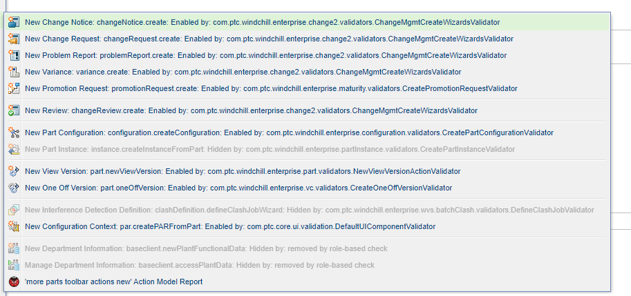 Solved: Remove New Change Notice option from Actions menu - PTC Community