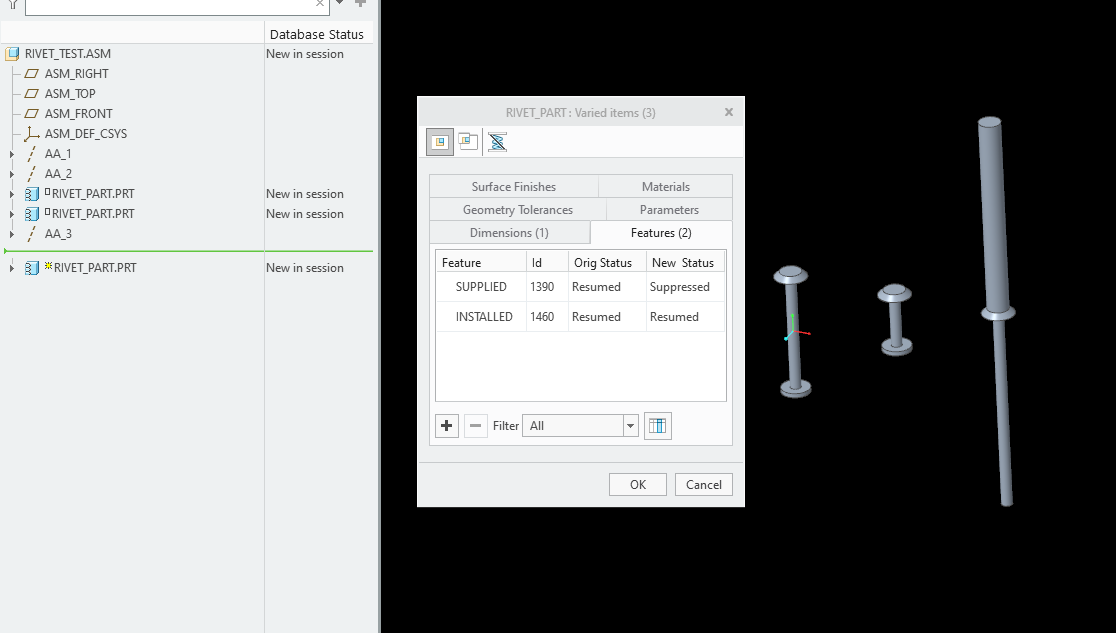 Flexible Dimension of assembly component does not ... - PTC Community