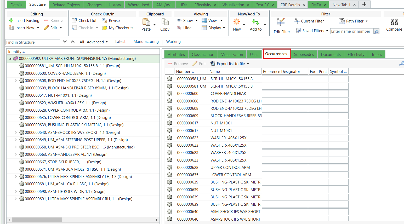"Show occurrences" function in the BOM transformer... - PTC Community