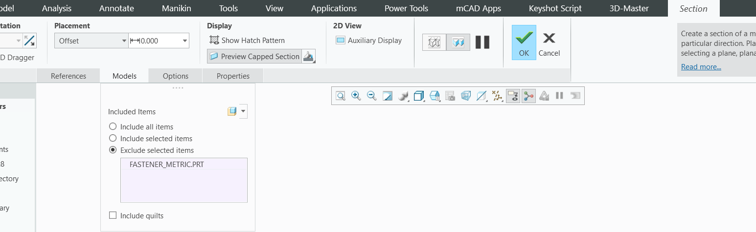Exclude part(s) from 3d & 2d section view in Creo ... - PTC Community