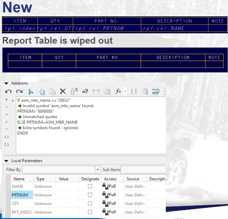 Solved: BOM Table Repeat Region not functioning - PTC Community