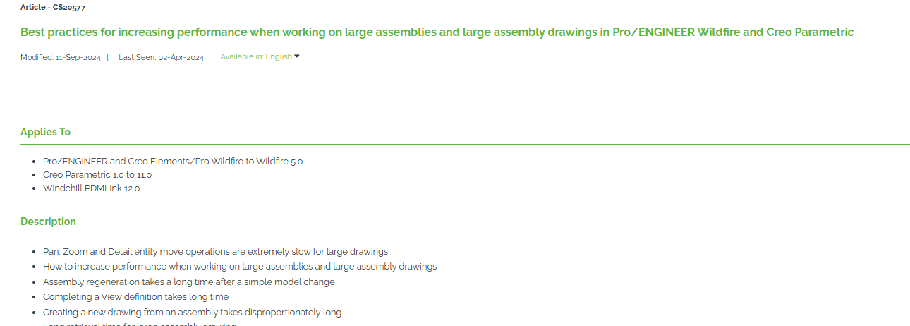 CREO Parametric 4.0 Large Assembly Drawings - PTC Community