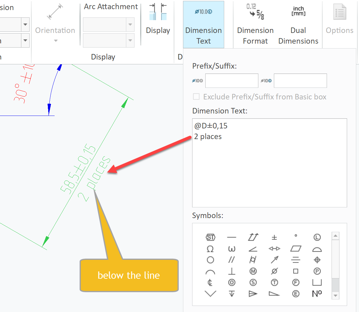 Solved: Text below angular dimensions in drawings - PTC Community