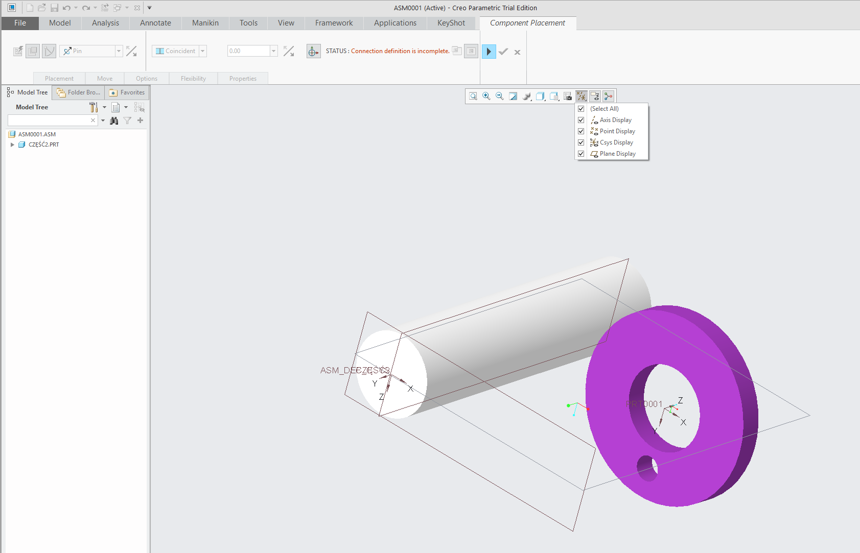 Solved: Constraints using Inventor models - axises not vis... - PTC Community