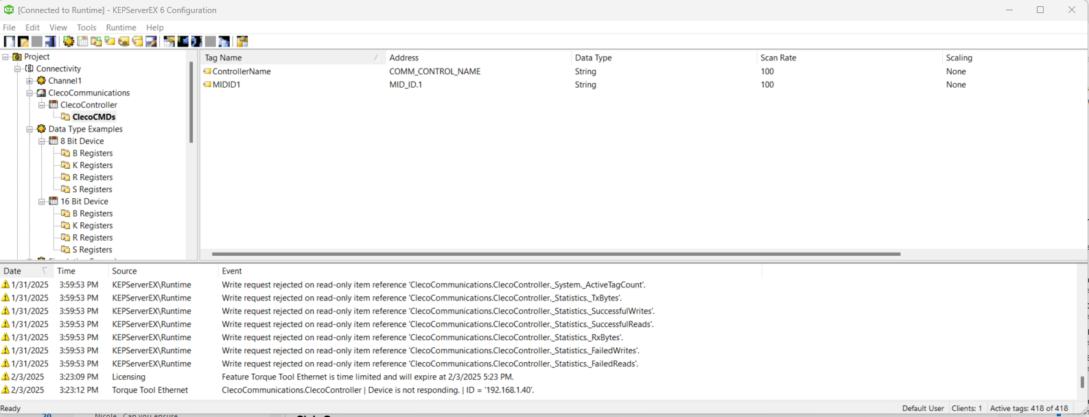 Solved: Getting started with Torque Tool Ethernet Driver - PTC Community