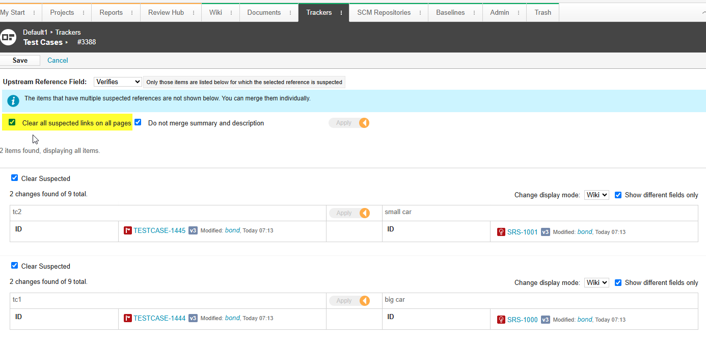 Solved: Bulk edit suspected flags in codebeamer - PTC Community