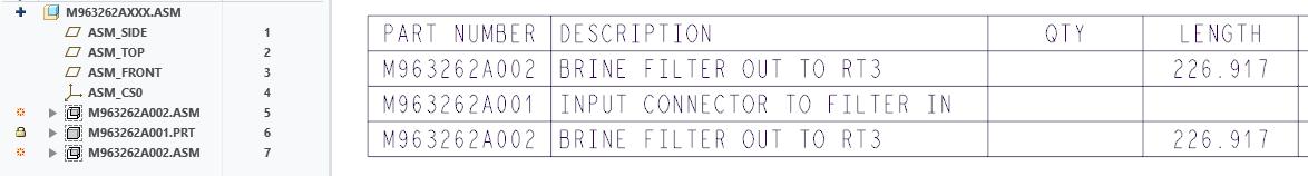 Solved: Assembly table for components - PTC Community