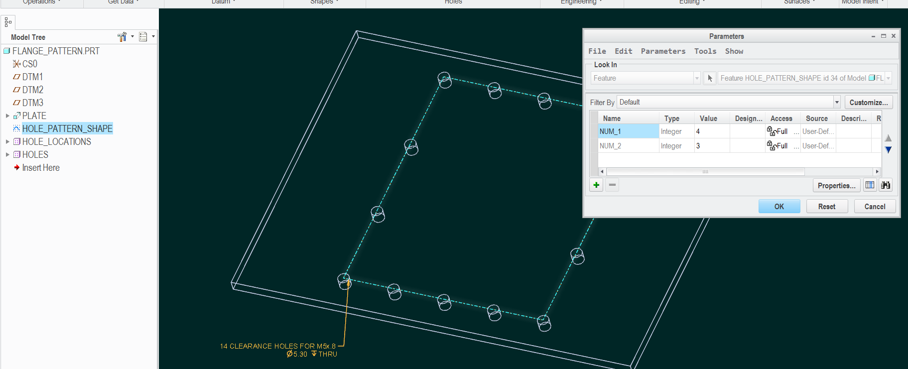 Rectangular hole patterns for flanges - PTC Community