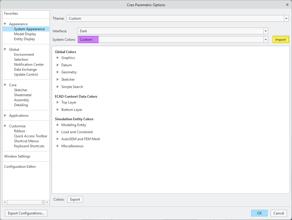 Solved: custom system colors in Creo Parametric 10.0.7.0 - PTC Community