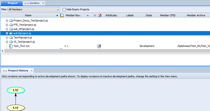 displaying project revisions in project view (SI)? - PTC Community