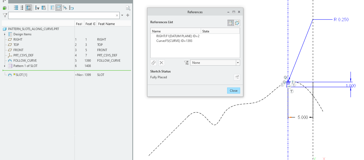Solved: Pattern along curve and include linear dimension - PTC Community